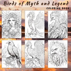 Birds of Myth and Legend Coloring Book, Printable PDF (instant Download ...