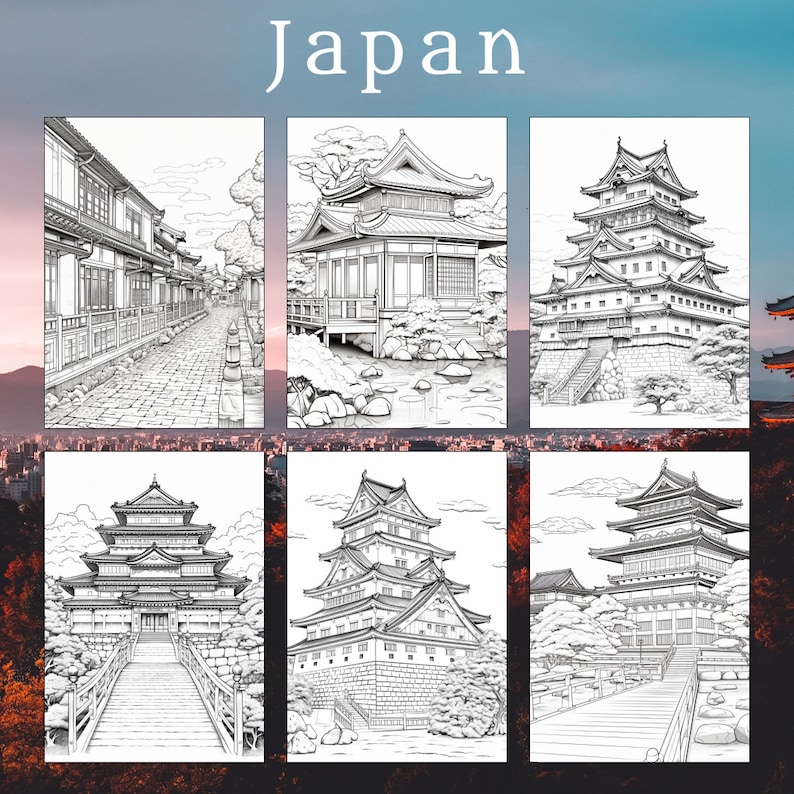26 Japan Coloring Page, Japan Architecture Coloring, Japanese Scenes ...