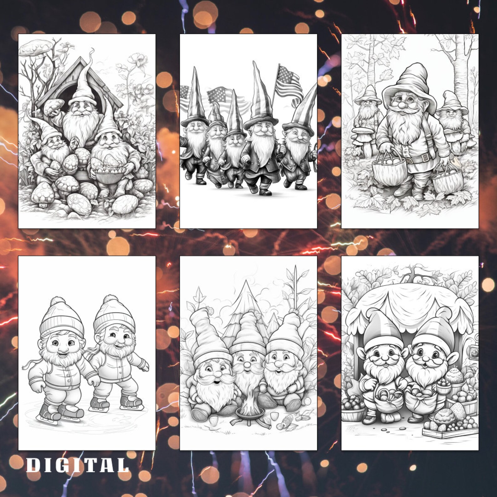 30 Gnome Coloring Book, Gnome Coloring Pages, Fantasy, Gnome ...