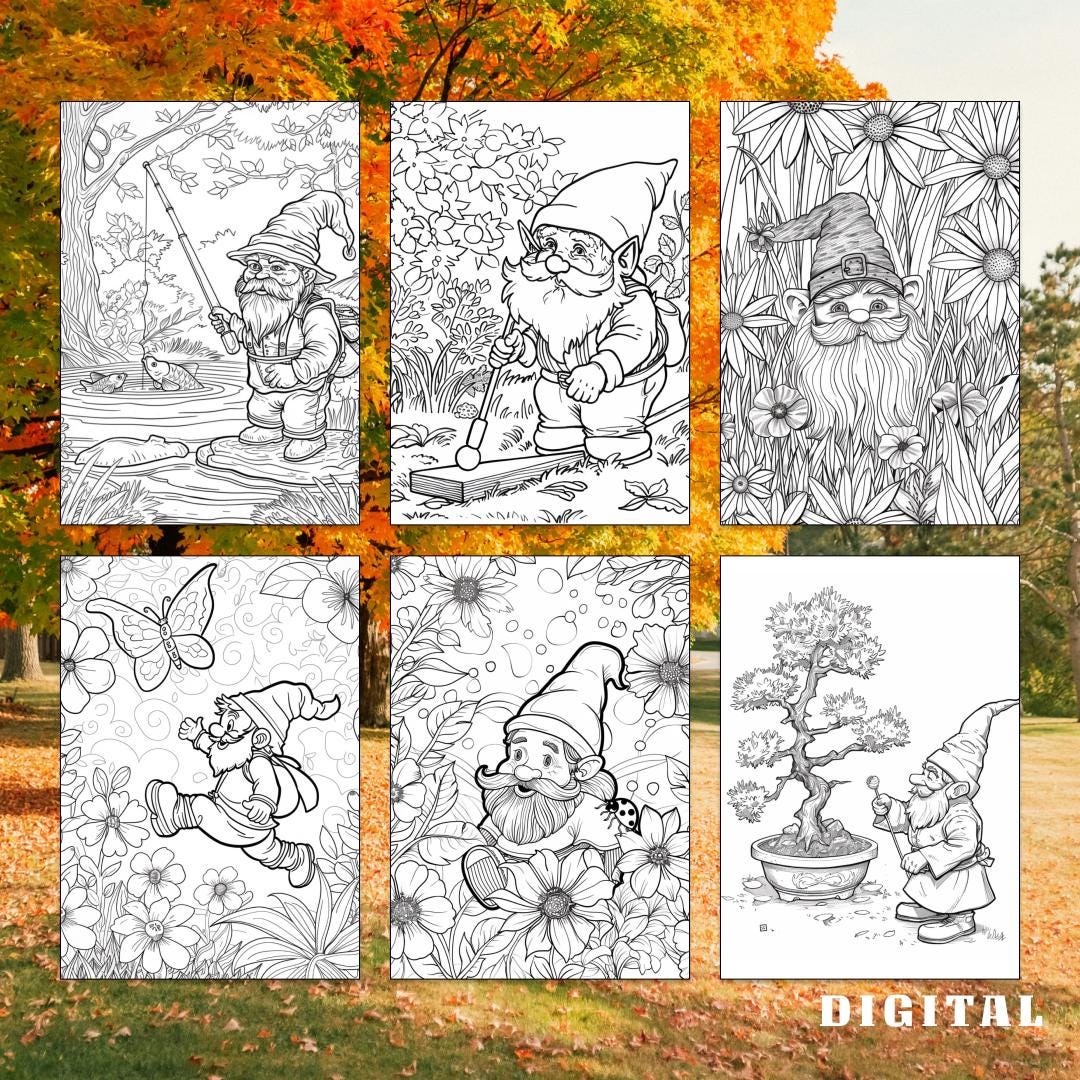 28 Gnome Coloring Book, Gnome Coloring Pages, Fantasy, Gnome Garden ...
