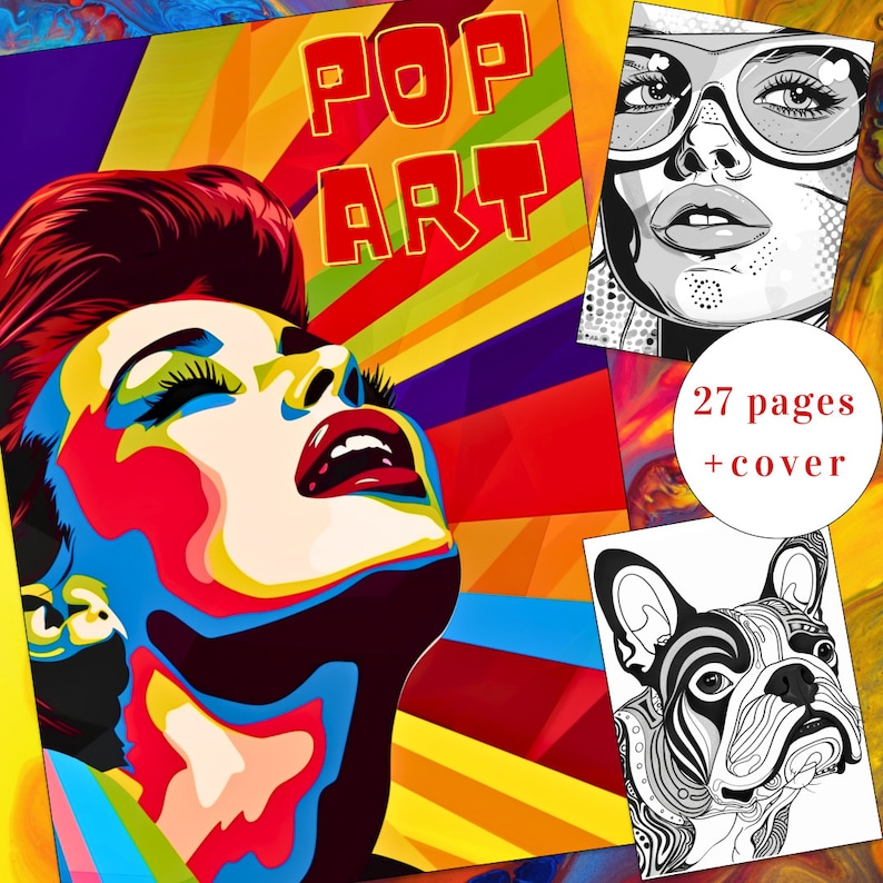 27 POP ART Coloring Page, Art Coloring Book, Pop Art Coloring Book ...