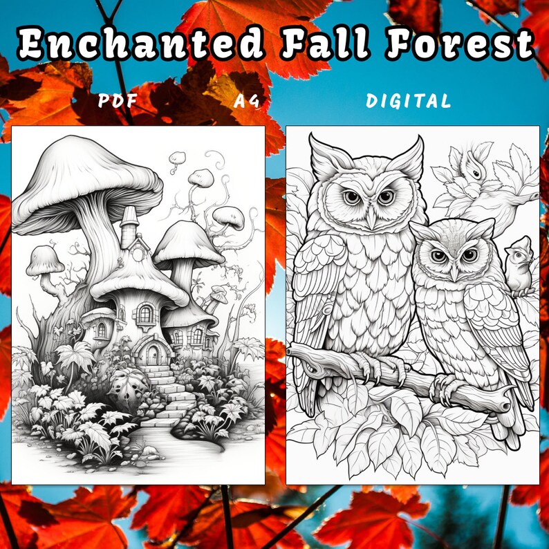 28 Autumn Forest Coloring Page, Autumn Coloring Book, Coloring Book ...