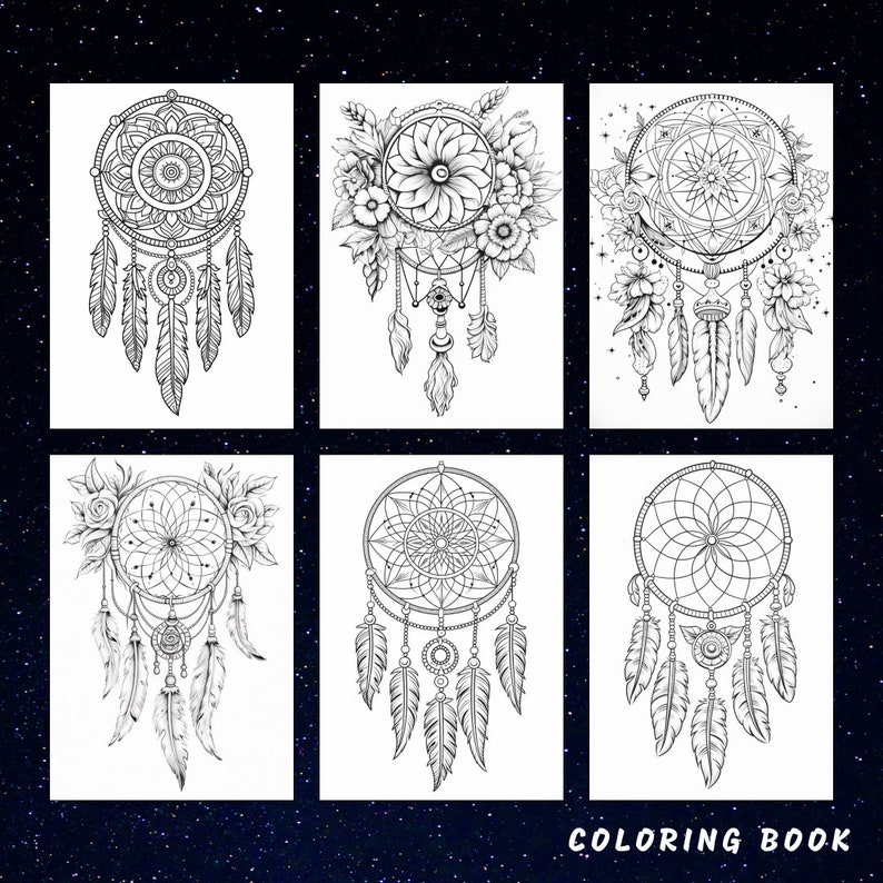 25 Dream Catcher Coloring Page, Fantasy Coloring Book, Night Catcher ...