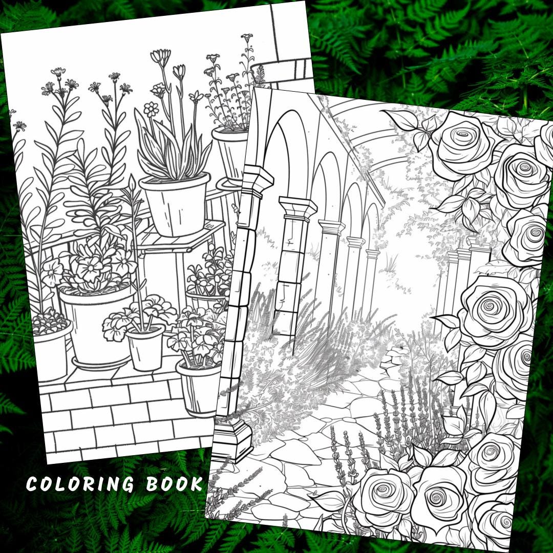 30 Spring Garden Coloring Page, Floral Garden Coloring Book, Flowers ...