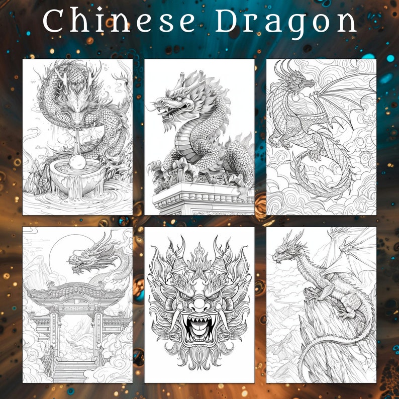 Chinese Dragon Coloring Book, Fantasy Art (printable PDF) - Etsy