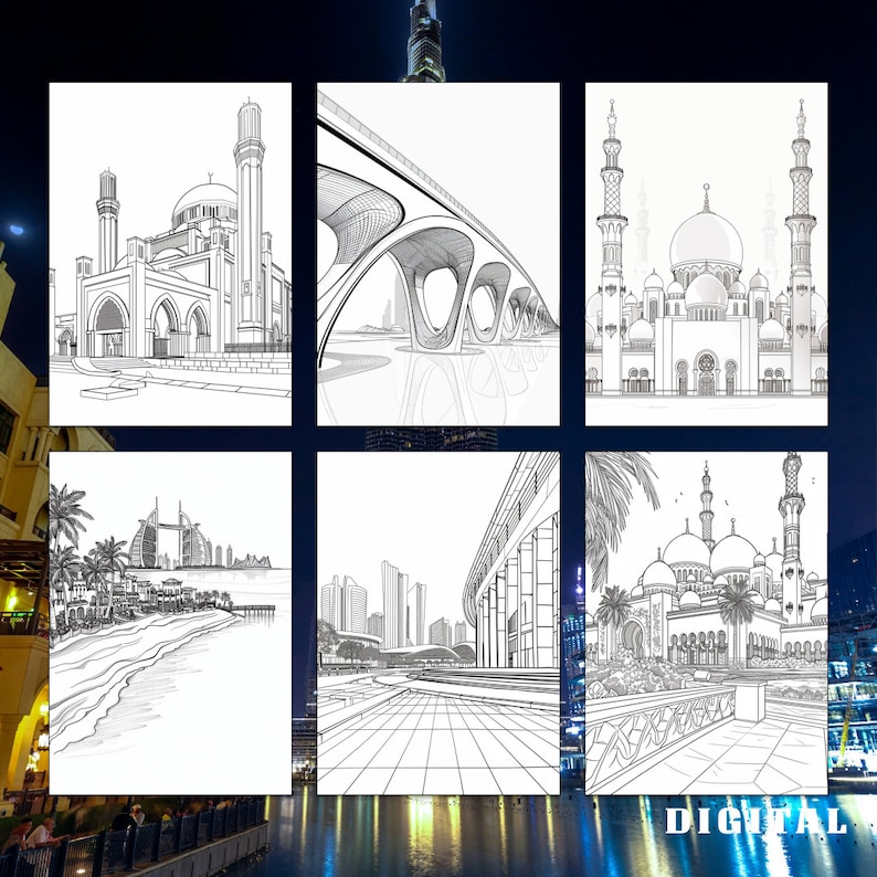 27 UAE Coloring Book, Architecture Coloring,dubai Coloring Page,united ...