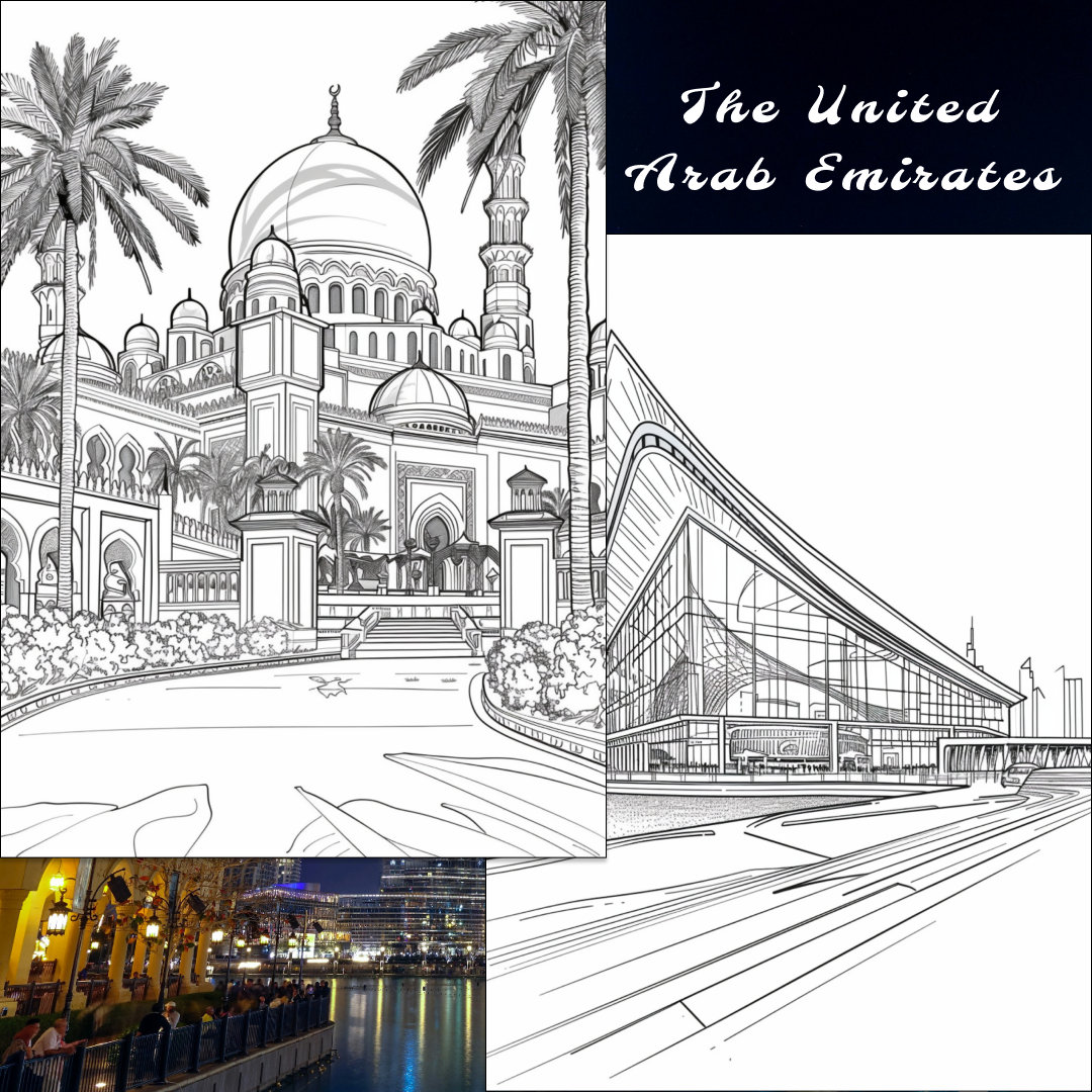 27 UAE Coloring Book, Architecture Coloring,dubai Coloring Page,united ...