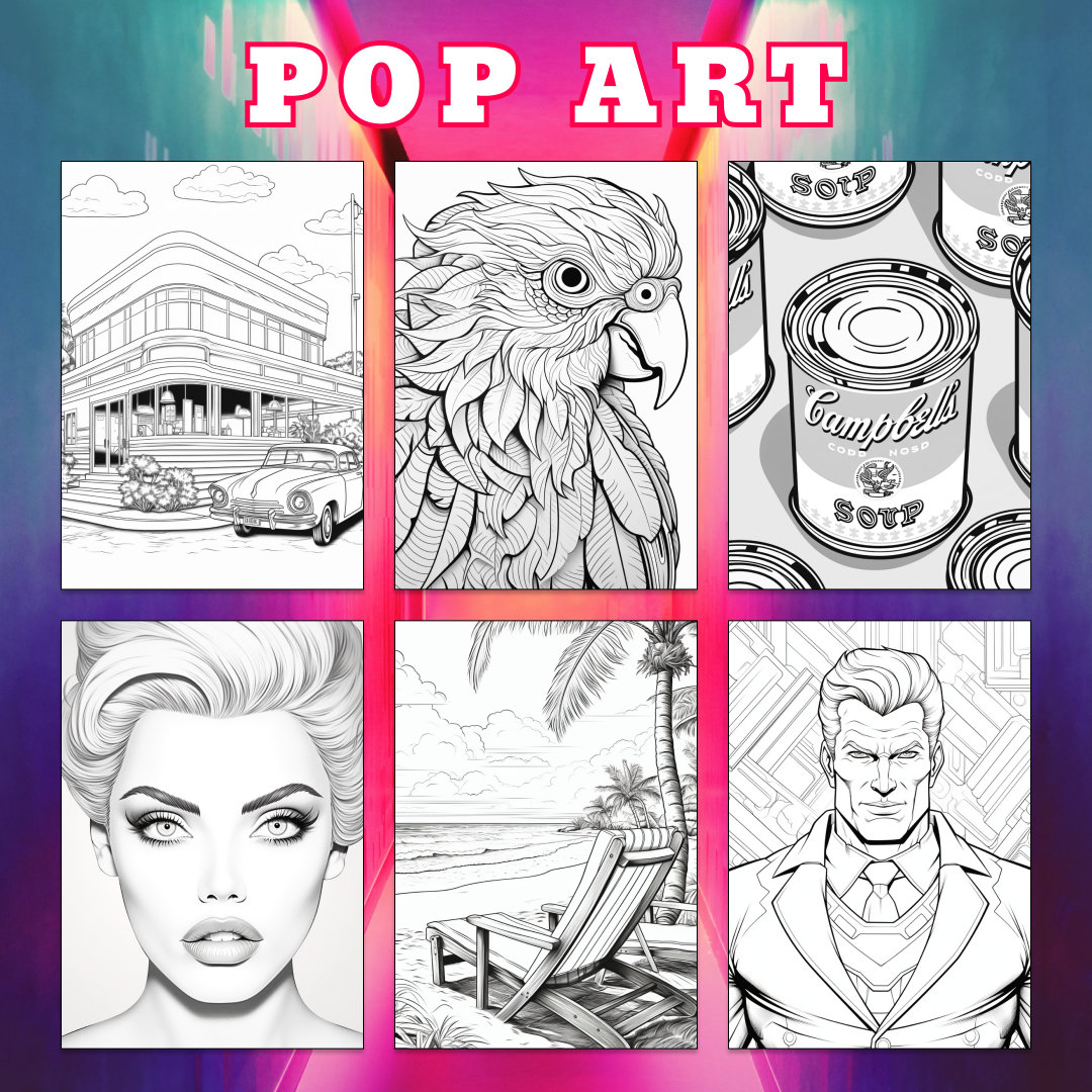 23 POP ART Coloring Page, Art Coloring Book, Pop Art Coloring Book ...