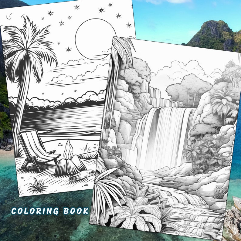 30 Beauty of Island Coloring Page, Island Coloring, Nature Coloring ...