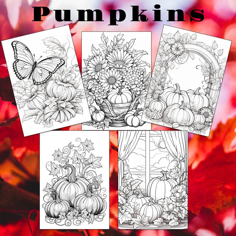 30 Autumn Pumpkins Coloring Page, Autumn Coloring, Coloring Book ...