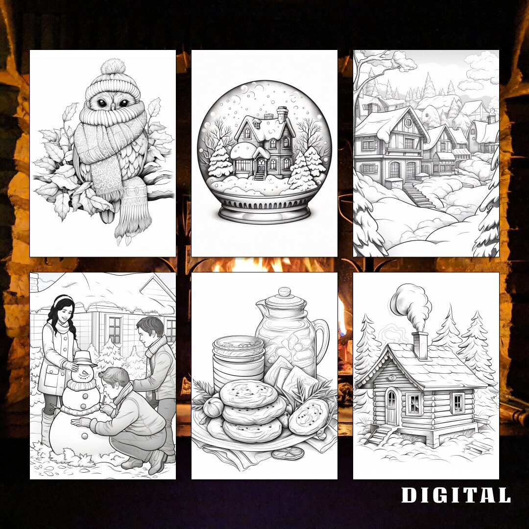 25 Cozy Winter Coloring Page, Fantasy Coloring, Winter Coloring Book ...