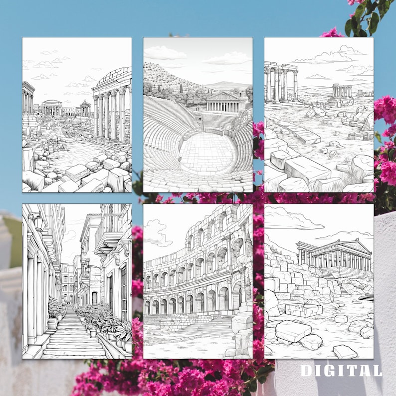 25 Greece Coloring Page, Greece Architecture Coloring, Greek Scenes ...