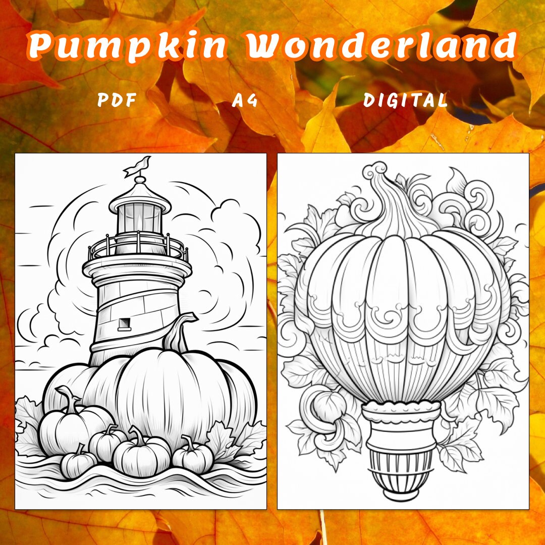 33 Autumn Pumpkins Coloring Page Autumn Coloring Coloring - Etsy