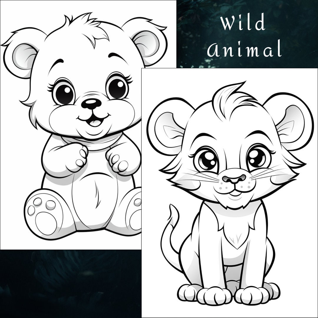26 Wild Animal Coloring Page, Cute Animal Coloring Book, Animal ...