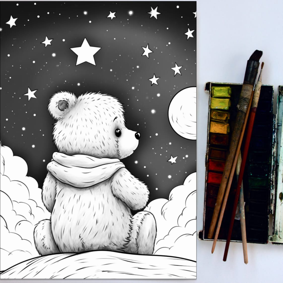 24 Winter Bear Coloring Page Cute Bear Coloring Book - Etsy