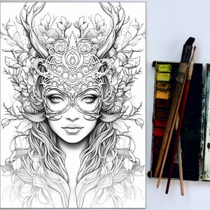 32 Lady Coloring Page, Lady Coloring Book, Magical Masquerade Lady ...