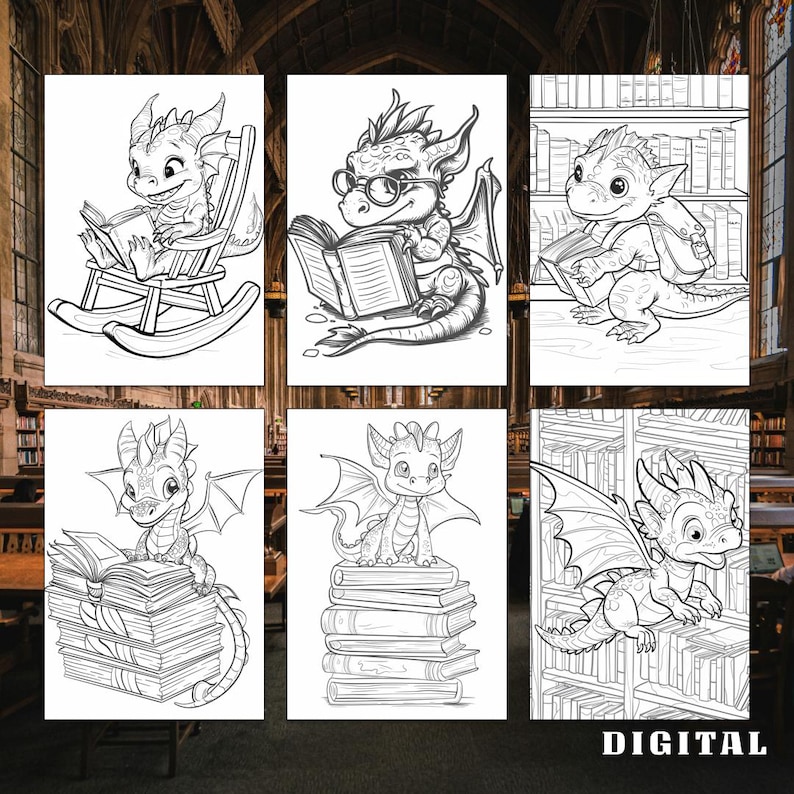 27 Dragon Library Coloring Page, Cute Dragon Coloring, Library Coloring ...