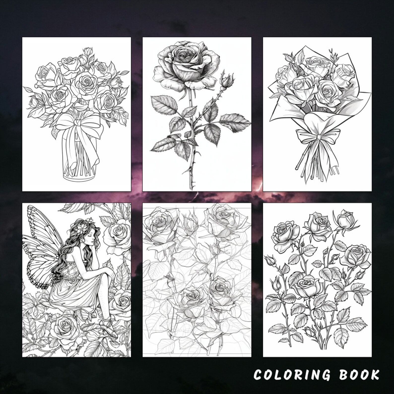 30 Rose Coloring Page, Flowers Coloring Book, Roses Coloring Book ...