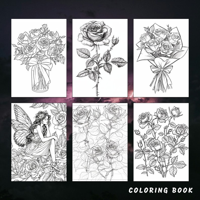 30 Rose Coloring Page, Flowers Coloring Book, Roses Coloring Book ...