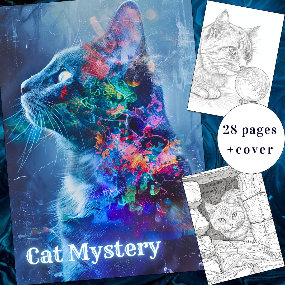 28 Cat Mystery Coloring Page, Cats Coloring Book, Kitten Coloring Book ...