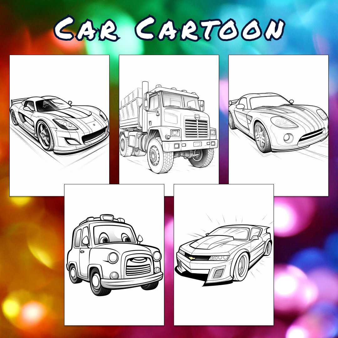 30 Car Coloring Book, Car Cartoon Coloring Page, Cars Coloring, Auto ...