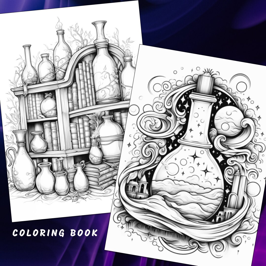 32 Fantasy Potion Coloring Page, Fantasy Coloring, Poison Coloring Book ...