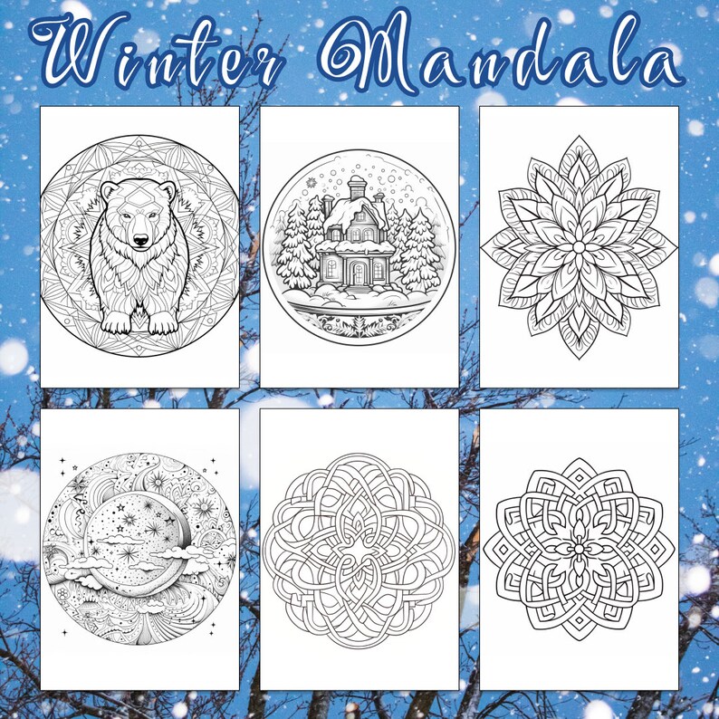 33 Winter Mandala Coloring Pages, Christmas Designs (printable PDF) - Etsy