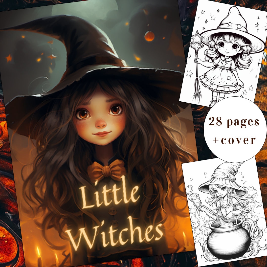 28 Little Witches Coloring Page, Cute Witches Coloring, Magic Witch ...