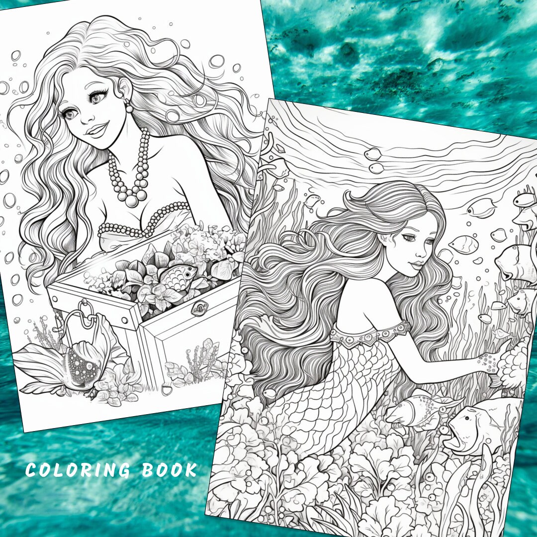 30 Mermaid Coloring Page, Mermaid Coloring Book, Coloring Book, Adults ...