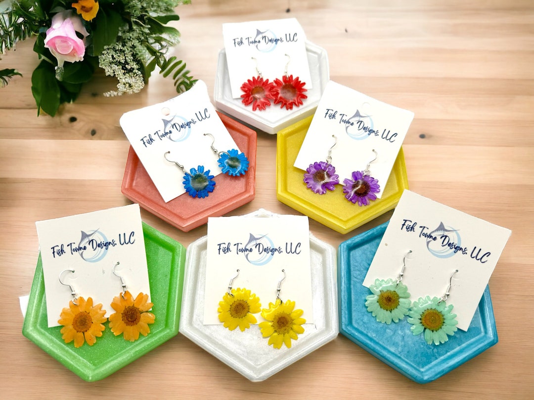 Flower Earrings | Spring Earrings | Real Flower Earrings | Handmade ...