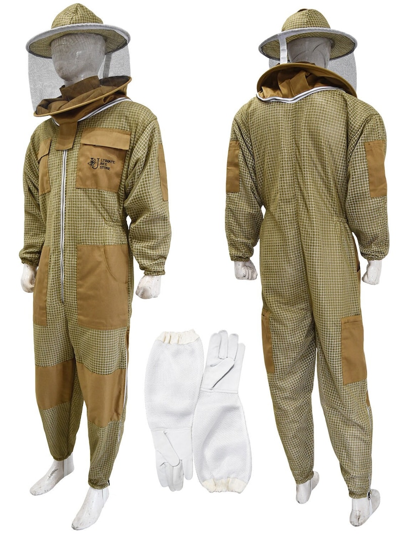 Ventilated Bee Suit: Three-layer Beekeeping Coverall With Round Veil ...