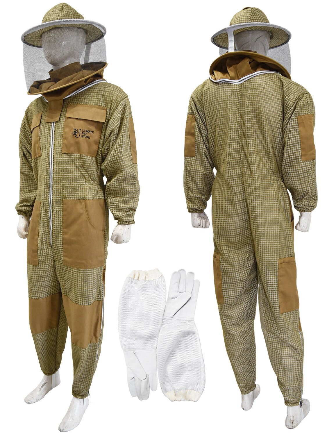 Ventilated Bee Suit: Three-layer Beekeeping Coverall With Round Veil ...