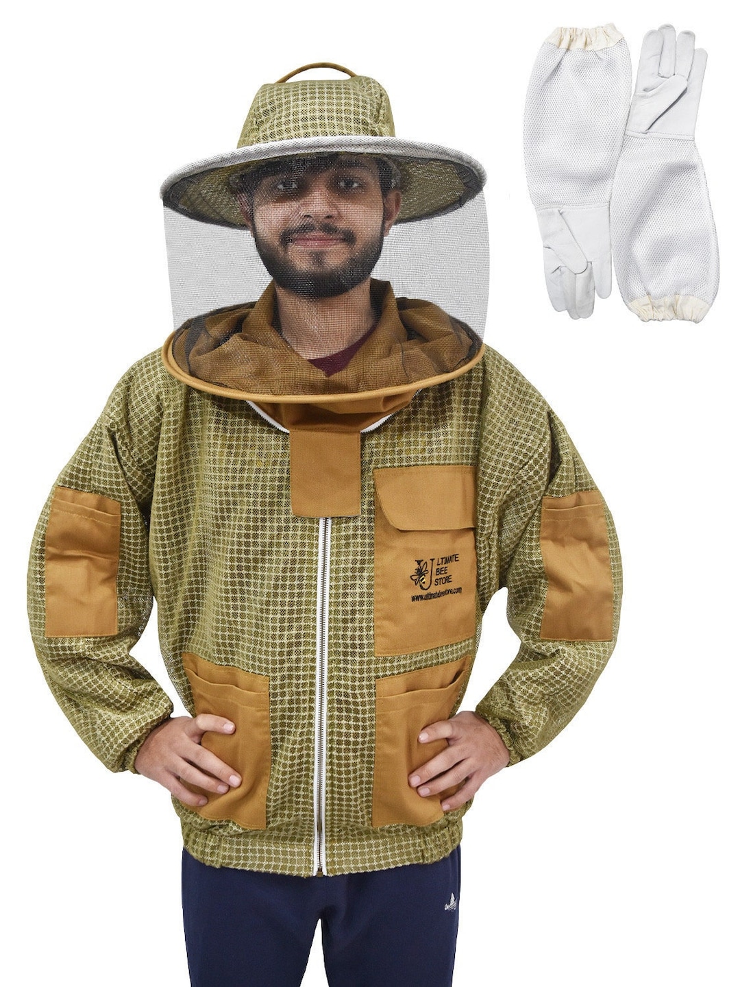 Ventilated Beekeeping Jacket: Round Veil, Sting Proof + Free Gloves - Etsy