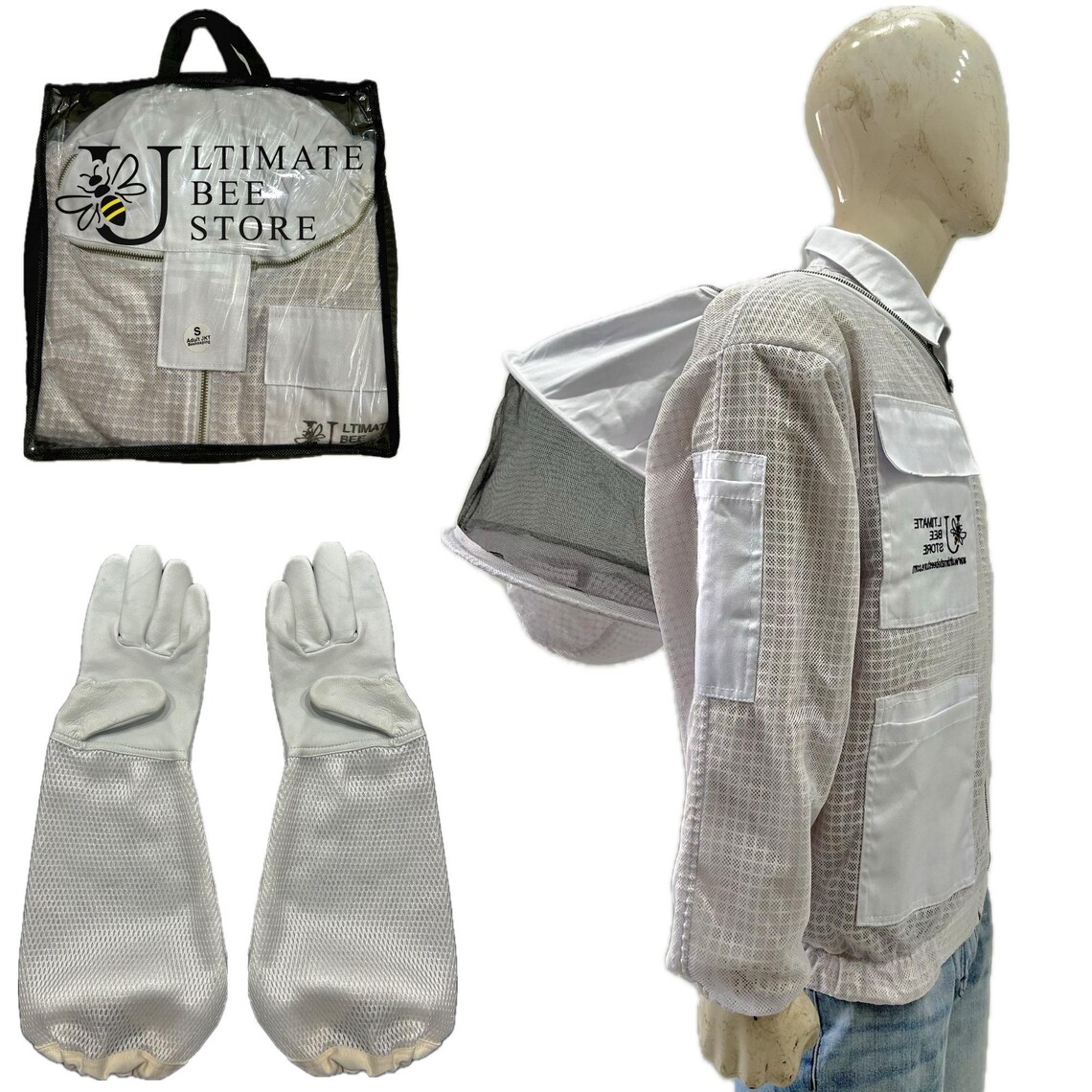 Ventilated Bee Jacket Round Veil Beekeepers Three Layer Beekeeping ...
