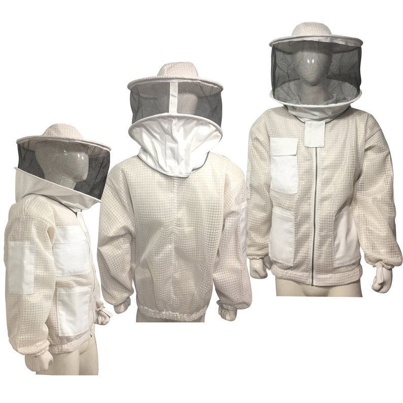 Ventilated Bee Jacket Round Veil Beekeepers Three Layer Beekeeping ...