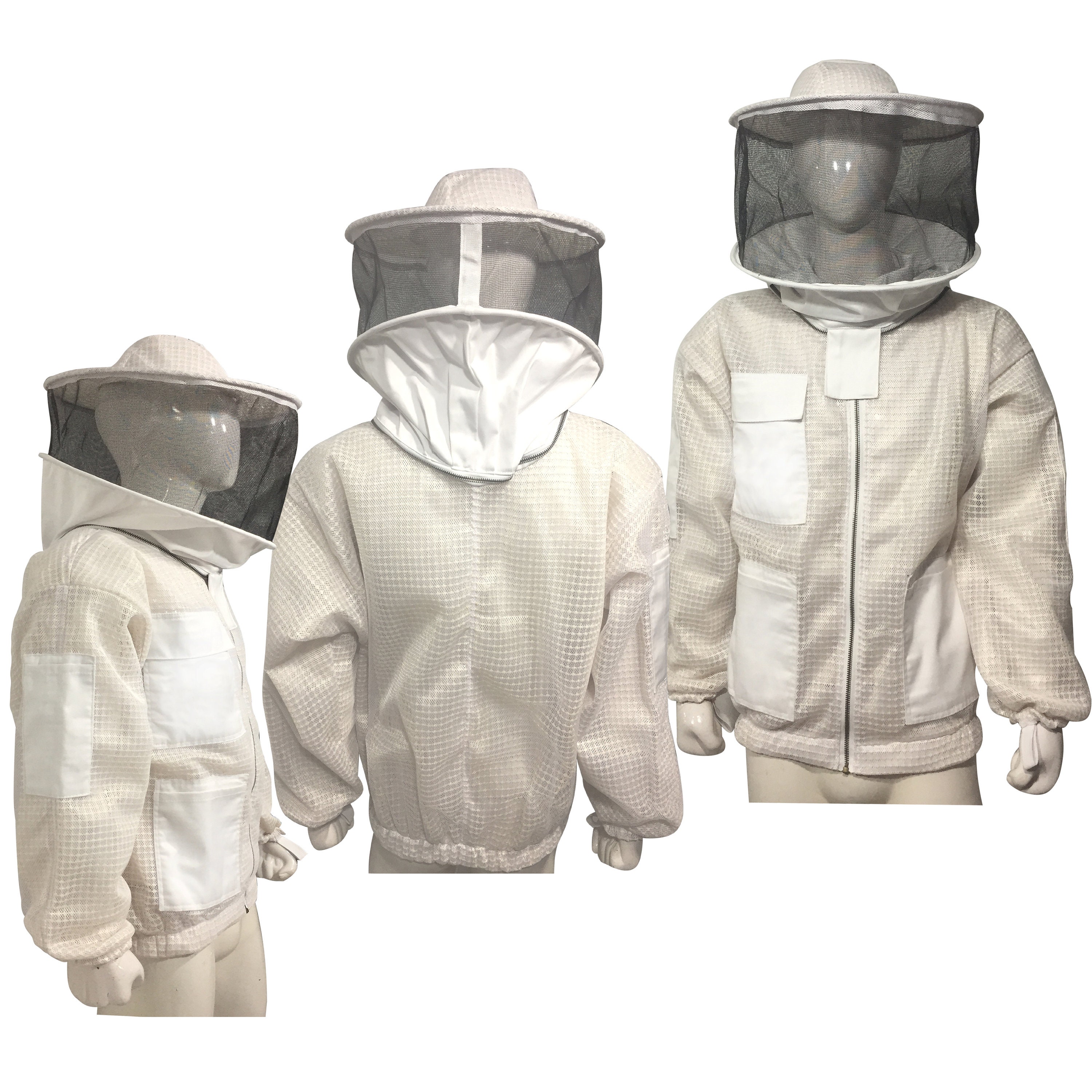 Ventilated Bee Jacket Round Veil Beekeepers Three Layer Beekeeping ...