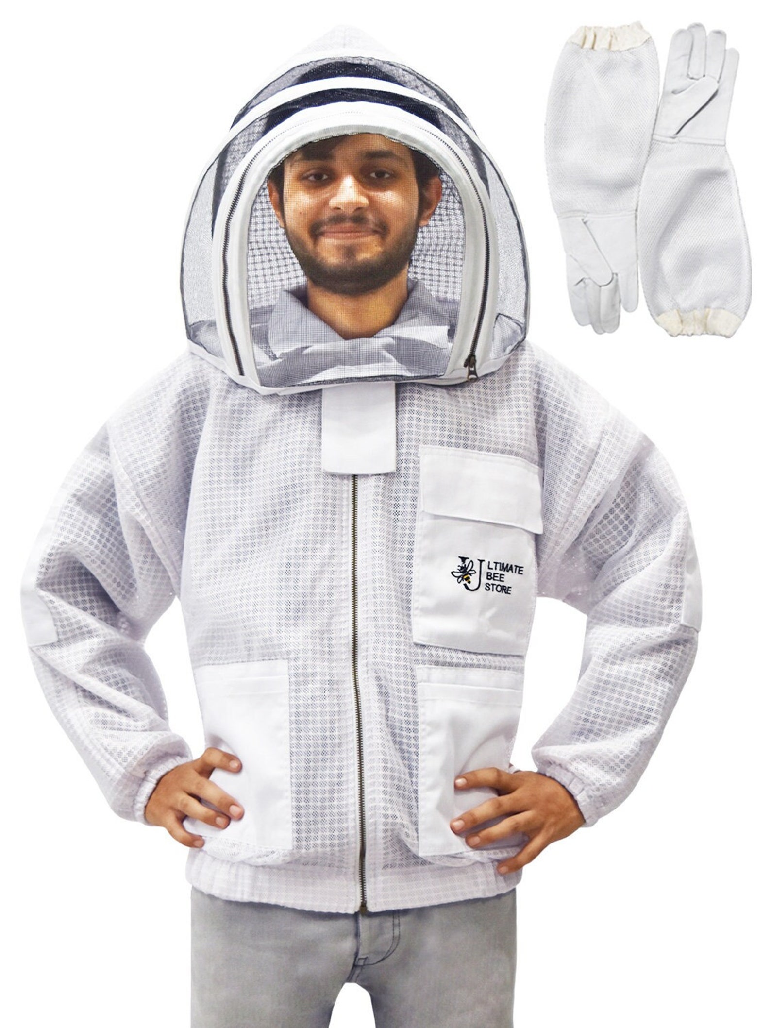 Ventilated Bee Jacket Fencing Veil Beekeepers Three Layer Beekeeping ...