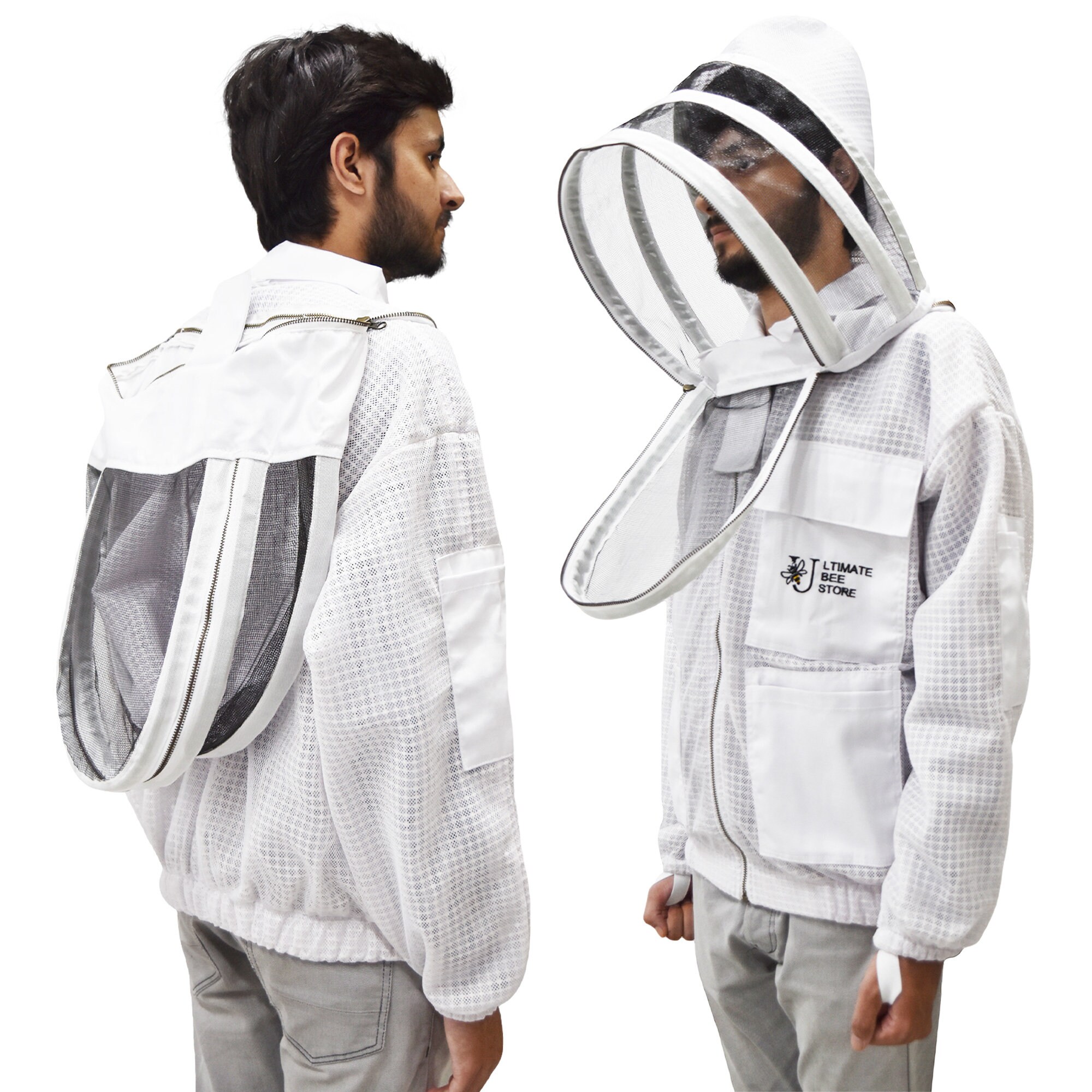 Ventilated Bee Jacket Fencing Veil Beekeepers Three Layer Beekeeping ...