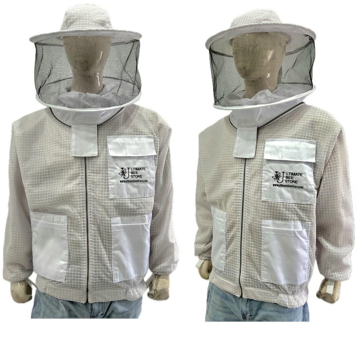 Ventilated Bee Jacket Round Veil Beekeepers Three Layer Beekeeping ...