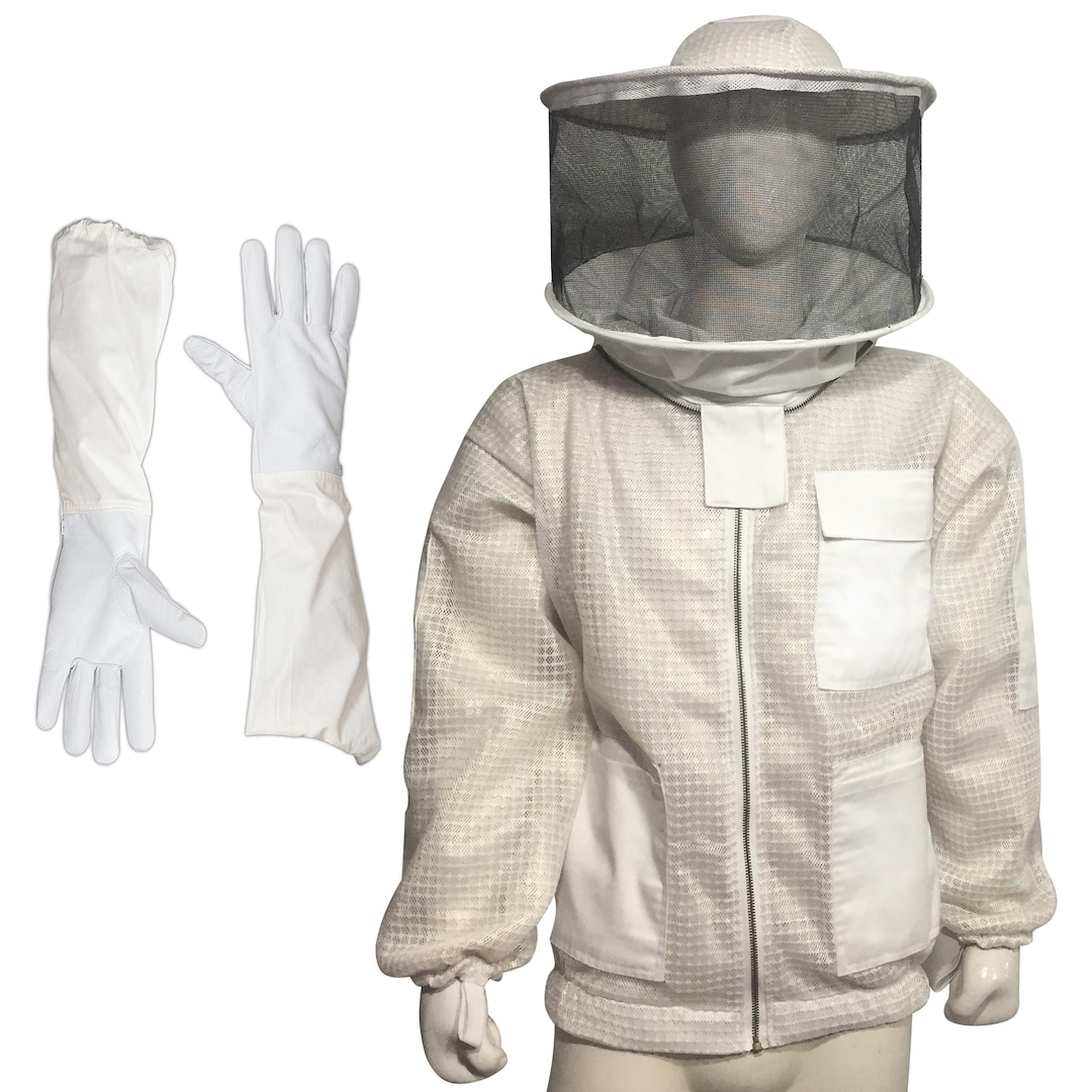 Ventilated Bee Jacket Round Veil Beekeepers Three Layer Beekeeping ...