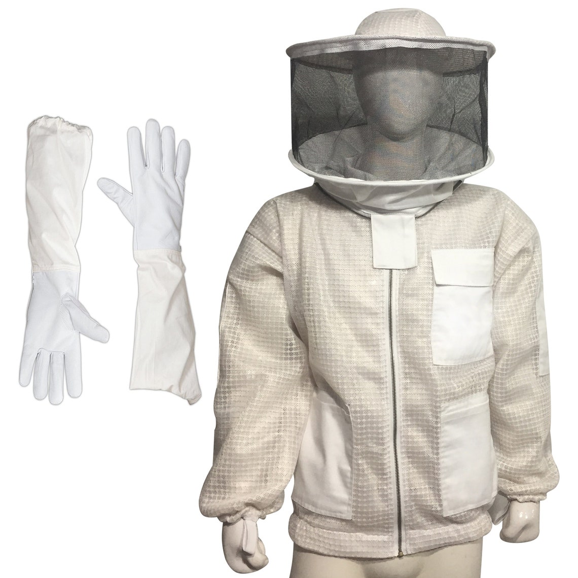 Ventilated Bee Jacket Round Veil Beekeepers Three Layer Beekeeping ...