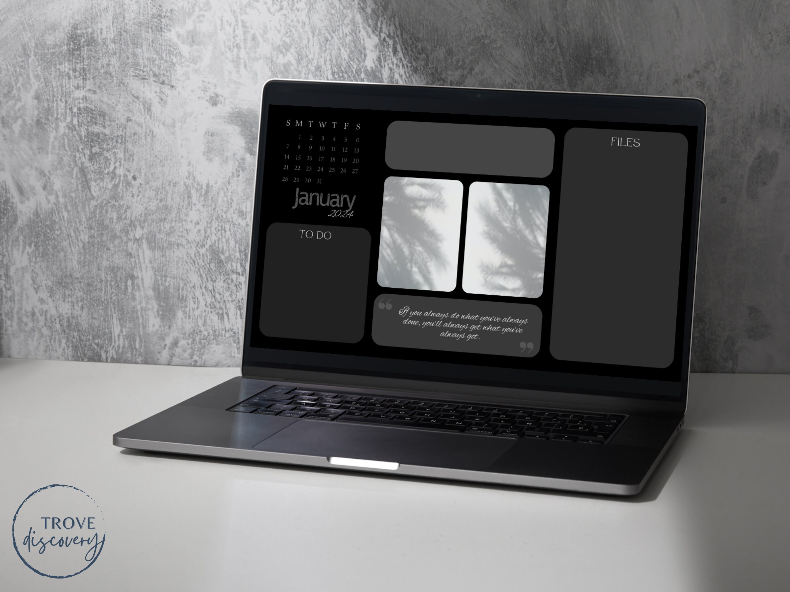 Desktop Organizer 2023-2024 Dark Minimalist Monthly Calendar Wallpaper ...