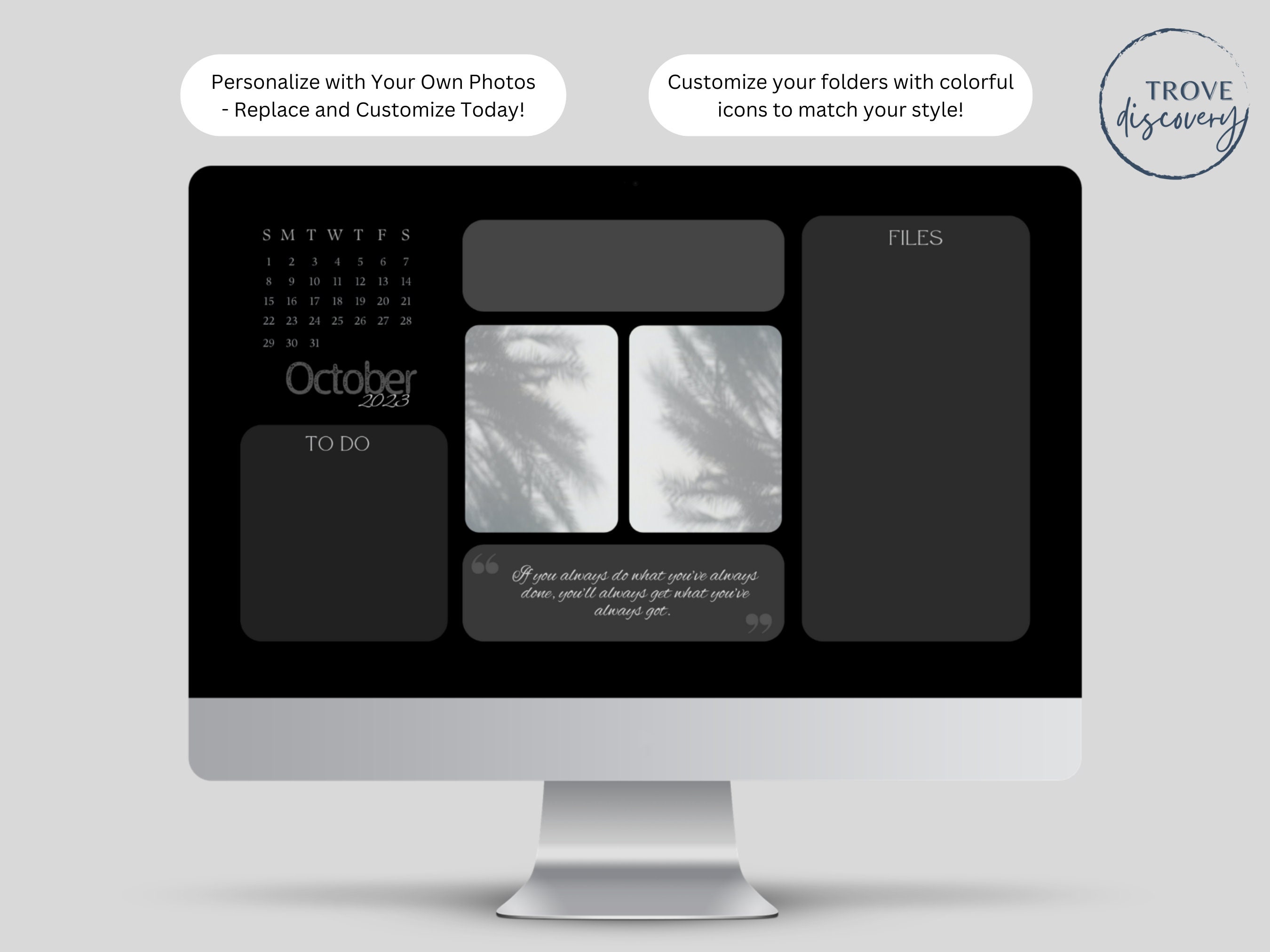 Desktop Organizer | 2023-2024 Dark Minimalist Monthly Calendar ...