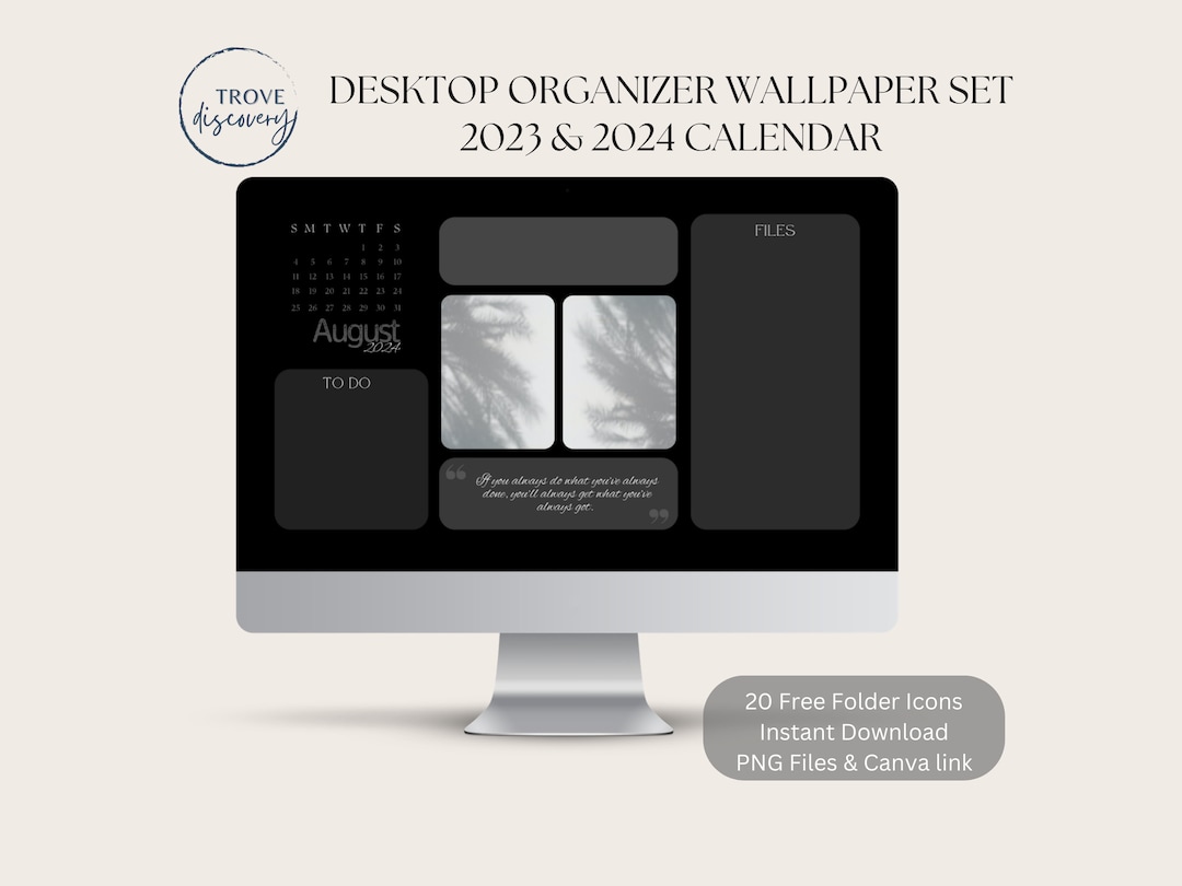 Desktop Organizer | 2023-2024 Dark Minimalist Monthly Calendar ...
