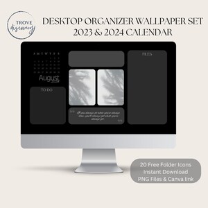 Desktop Organizer | 2023-2024 Dark Minimalist Monthly Calendar ...