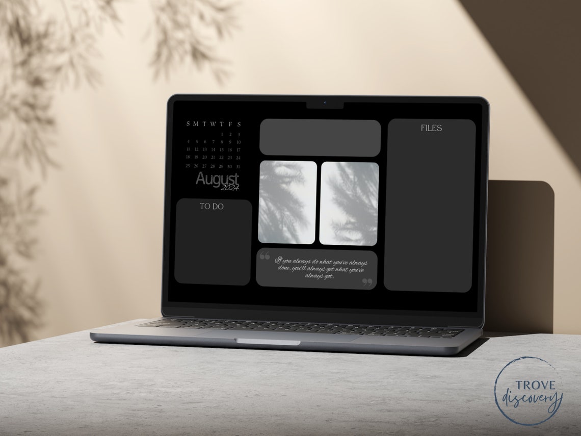 Desktop Organizer 2023-2024 Dark Minimalist Monthly Calendar Wallpaper ...