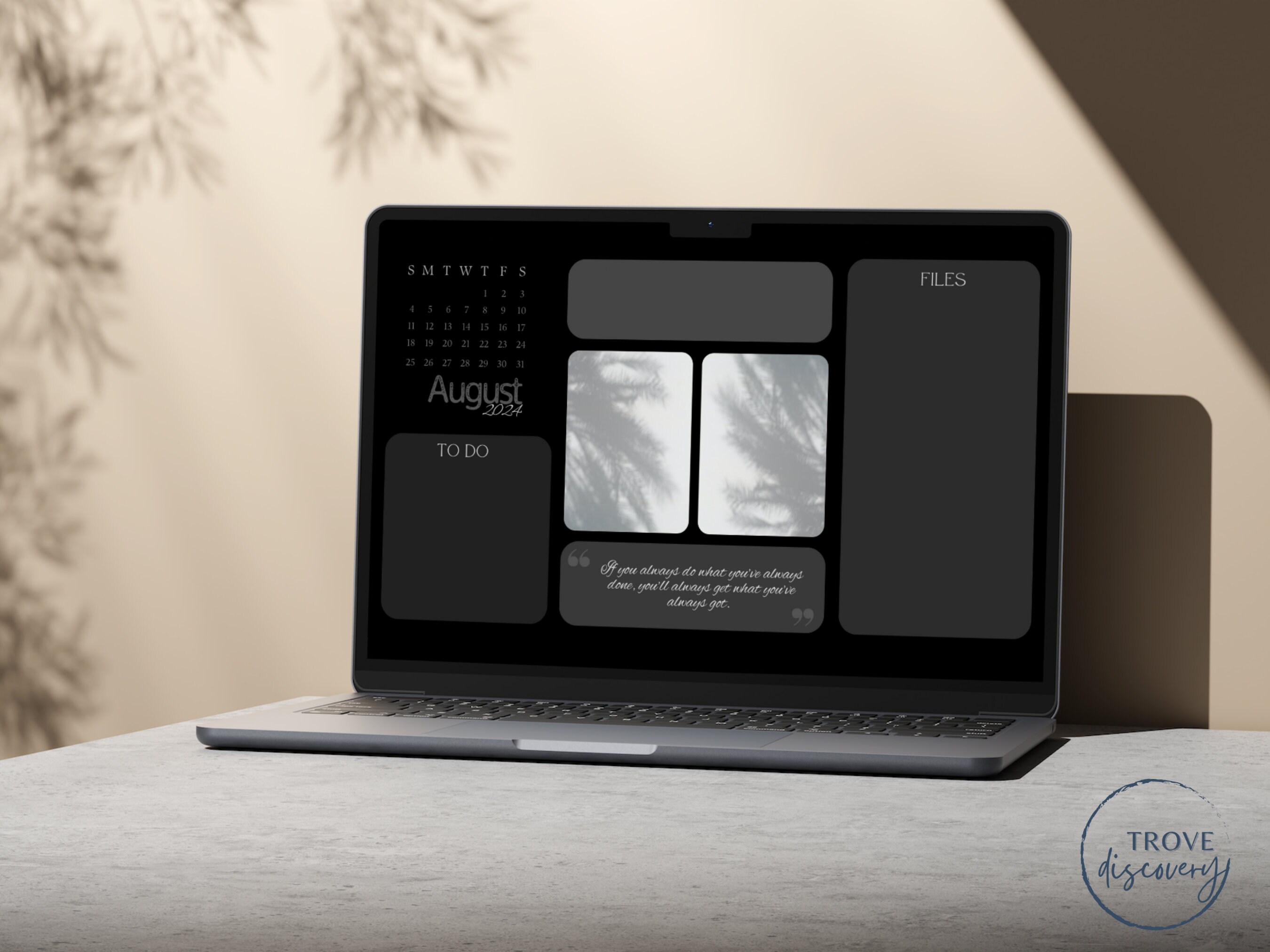 Desktop Organizer | 2023-2024 Dark Minimalist Monthly Calendar ...