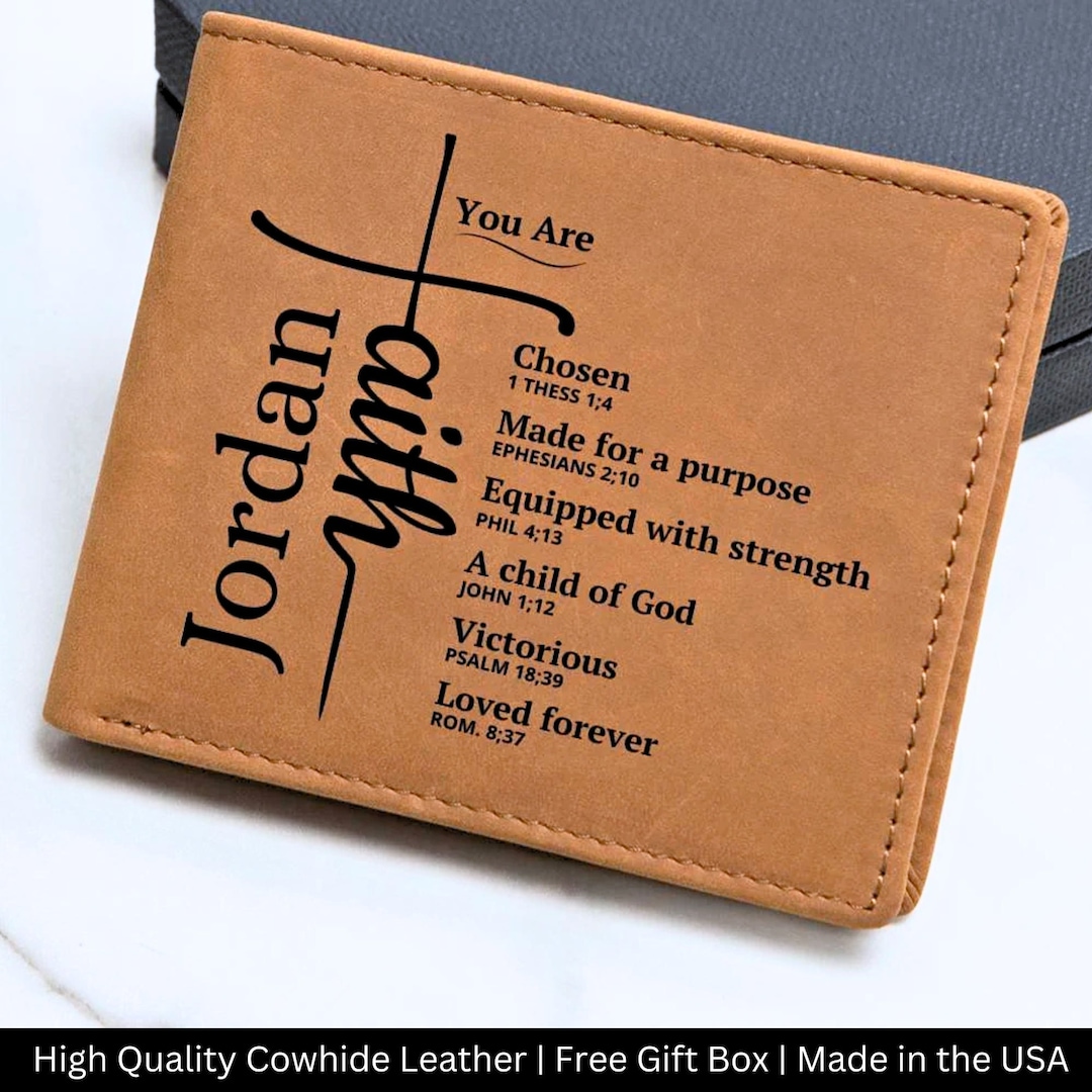 Personalized Christian Wallet for Men as Religious Gift, Bible Verse ...