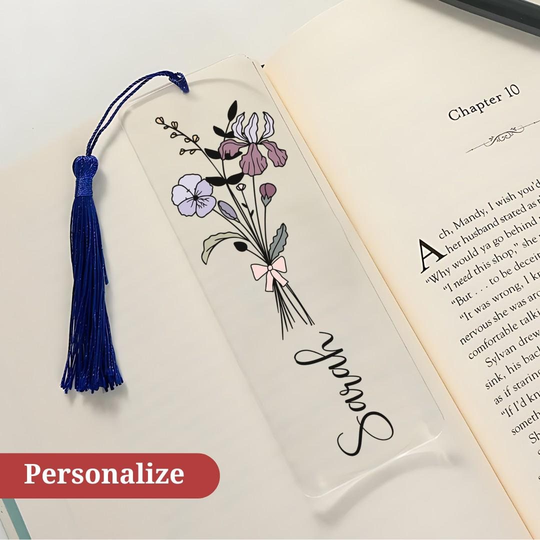 Personalized Bookmark, Birth Flower Bookmark, Custom Bookmark Gift ...
