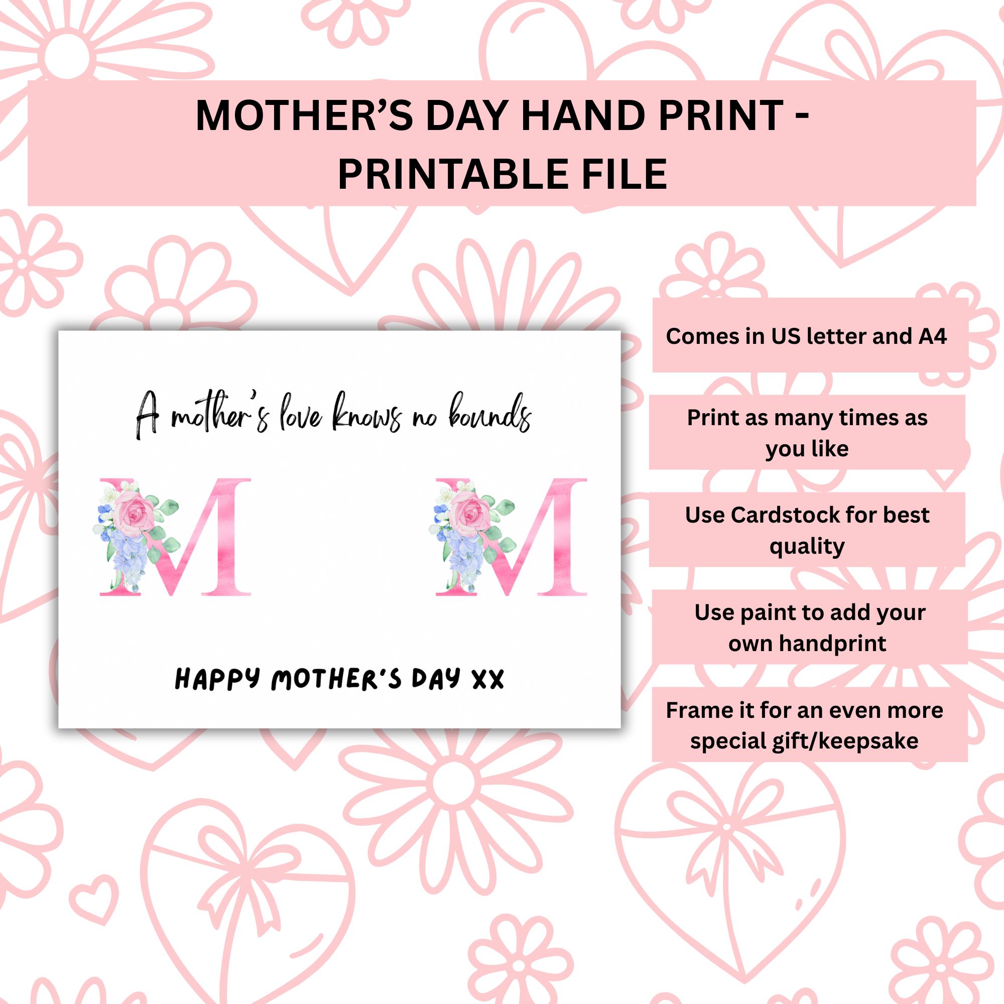 Mother's Day Printable | Handprint Art | Mother's Day Gift | Activity ...